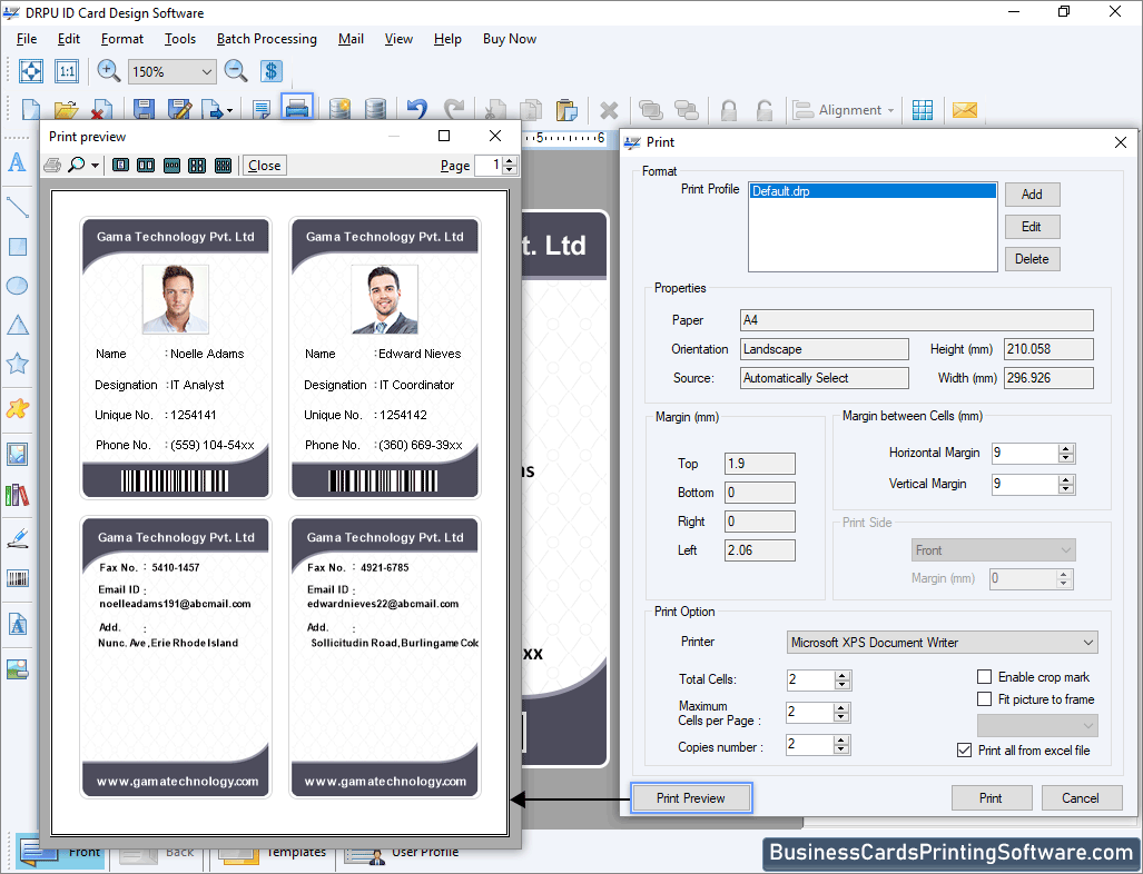 ID Cards Designing Software screenshots for how to create identity card